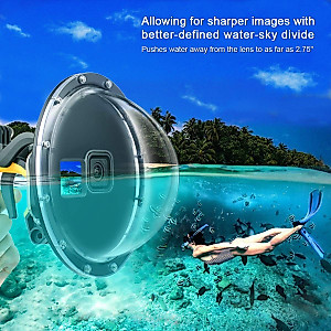 GEPULY Dome Port for GoPro Hero 9 10 11 12 Black, Underwater Waterproof Dome Port Housing Case + Floating Hand Grip + Trigger Accessories for GoPro Hero 12/Hero 11 /Hero 10 / Hero 9 Black Camera