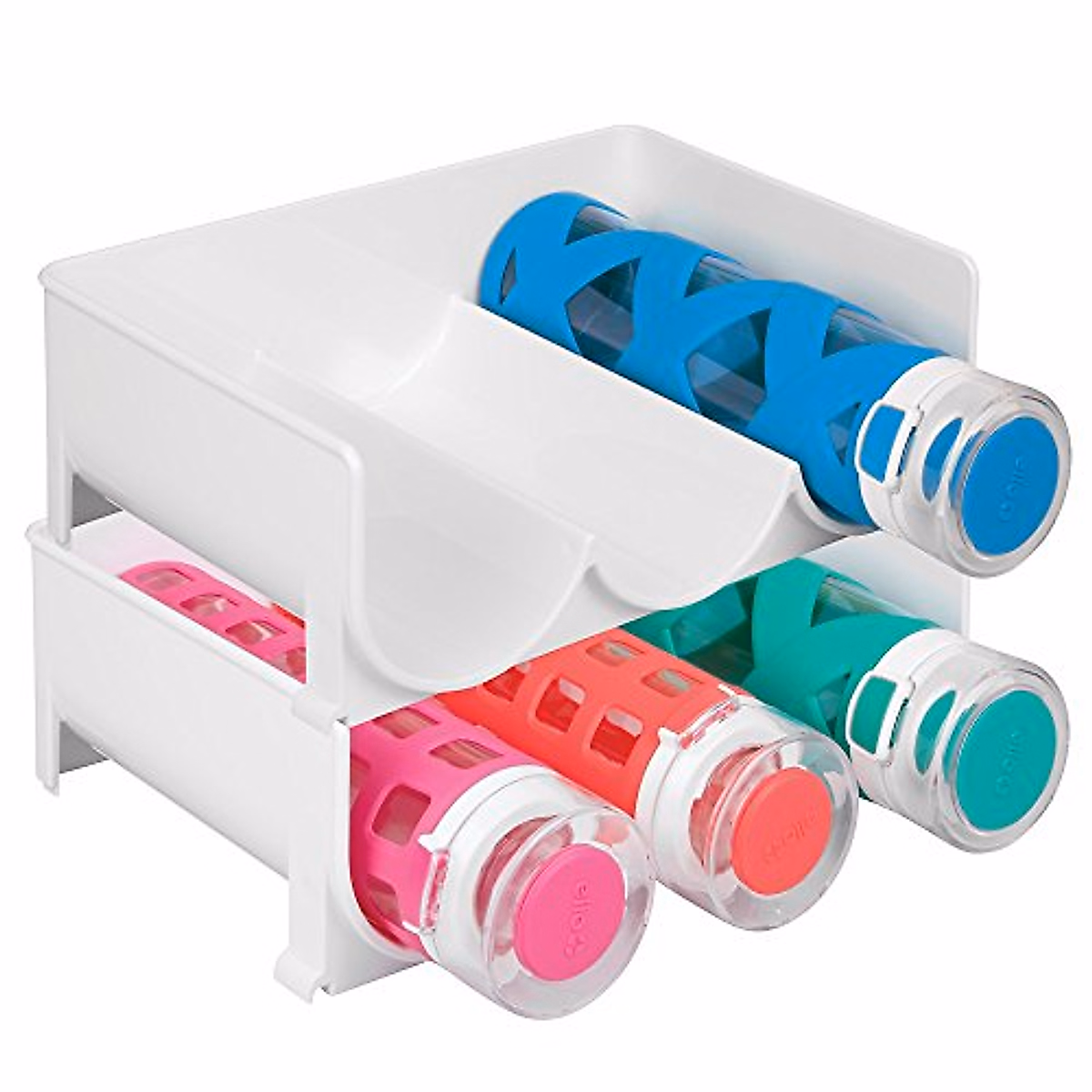 InterDesign Stackable Wine Holder for Kitchen Cabinet, Countertops - Holds 3 Bottles, White