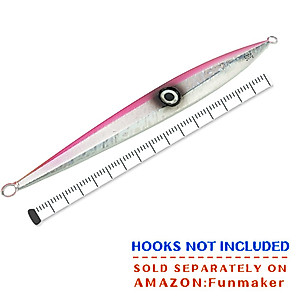 Funmaker 40g-620g Fishing Saltwater jigs Speed Jigging Slow Jigging Pitching Lures Vertical Jigging Artificial Lures Vertical Jigs Saltwater Artificial Bait (Laser pink,500g)