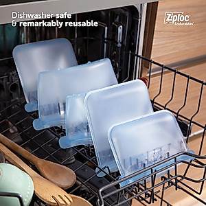 Ziploc Endurables Medium Container, 4 Cups, Reusable Silicone Bags and Food Storage Meal Prep Containers for Freezer, Oven, and Microwave, Dishwasher Safe