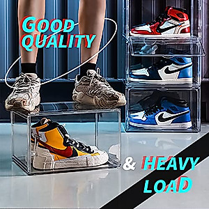 INSHA Shoe Box, 3 Pack Clear Shoe Boxes Stackable Shoe Organizers with Clear Door for SneakersPlastic Shoe Storage for US Size 12, 14.2 x 11 x 8.7 Inches