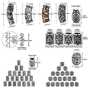 YMHPRIDE 80 Pieces Viking Beard Beads Antique Norse Hair Tube Beads Dreadlocks Beads for Hair Braiding Bracelet Pendant Necklace Silver DIY Jewelry Hair Decoration