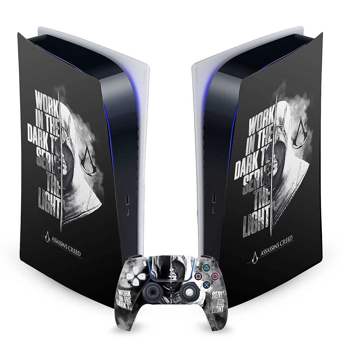 Head Case Designs Officially Licensed Assassin's Creed Half Legacy Typography Vinyl Faceplate Gaming Skin Decal Compatible With Sony PlayStation 5 PS5 Digital Edition Console and DualSense Controller