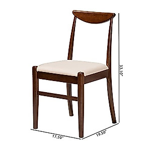 Baxton Studio Delphina Mid-Century Modern Cream Fabric and Dark Brown Finished Wood 2-Piece Dining Chair Set