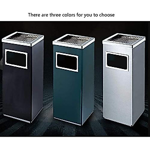 Trash Bin Trash Can Wastebasket Trash Can Outdoor Square Large Garbage Bin Stainless Steel Waste Bin with Ashtray Hotel Lobby Garbage Can Waste Bin (Color : OneColor)