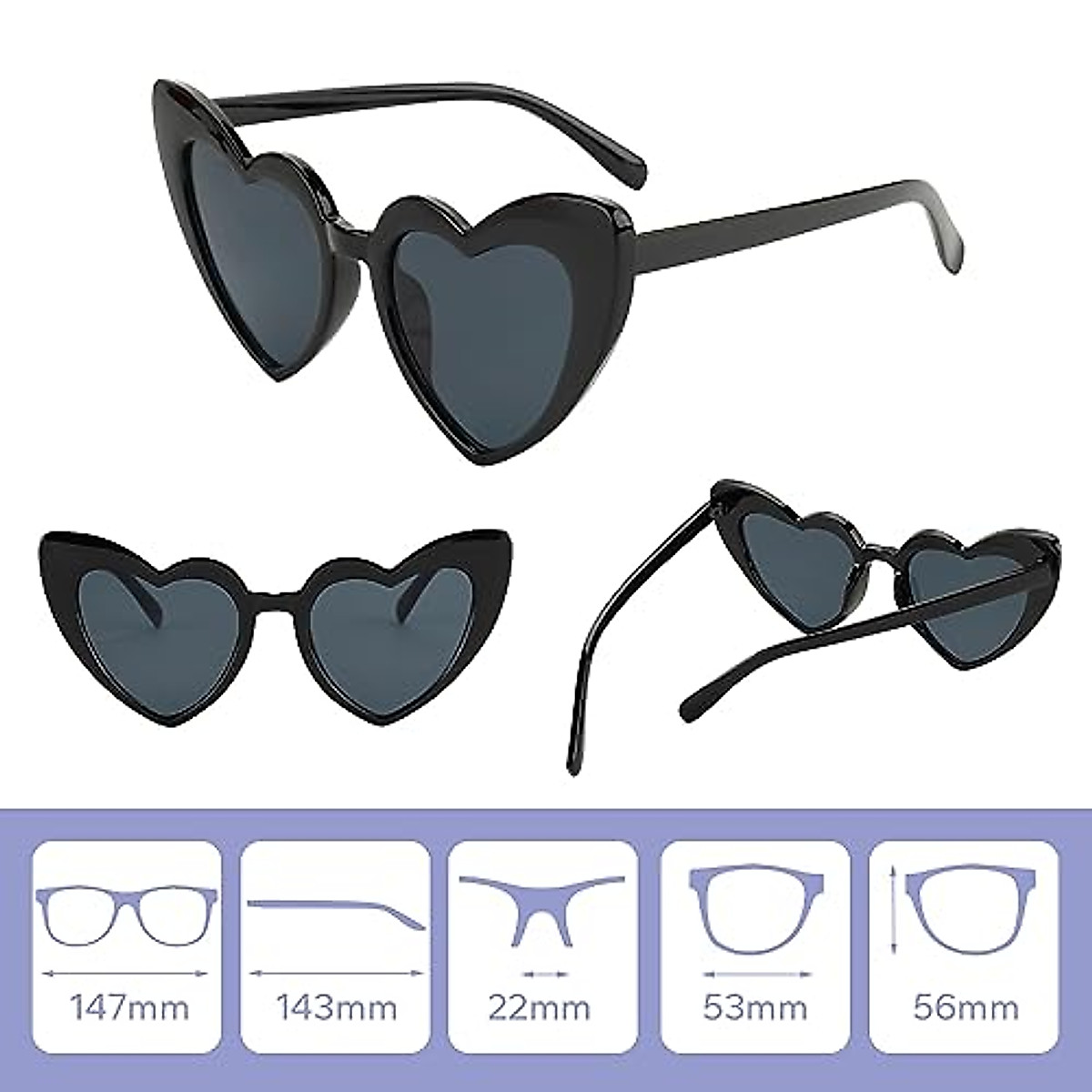 FUNUPUP 8 Pairs Heart Shaped Sunglasses Bachelorette Party Sunglasses Bride Bridesmaid Heart Glasses for Women Party Favors