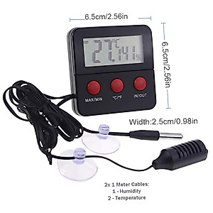 BEAHING Reptile Thermometer Hygrometer Humidity Temperature Sensor Digital Gauge for Reptile Tank Terrariums Incubator Reptile Hygrometer