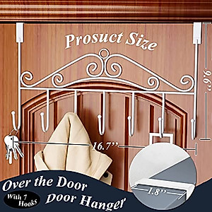 Youdepot Over The Door Hook,Over Door Coat Rack,Over Door Towel Rack,Door Hooks,Door Hanger Hook of Bathroom,Clothes,Belt, Hat,Behind Back of Bathroom, Towel Hanger 7 Hooks,White.