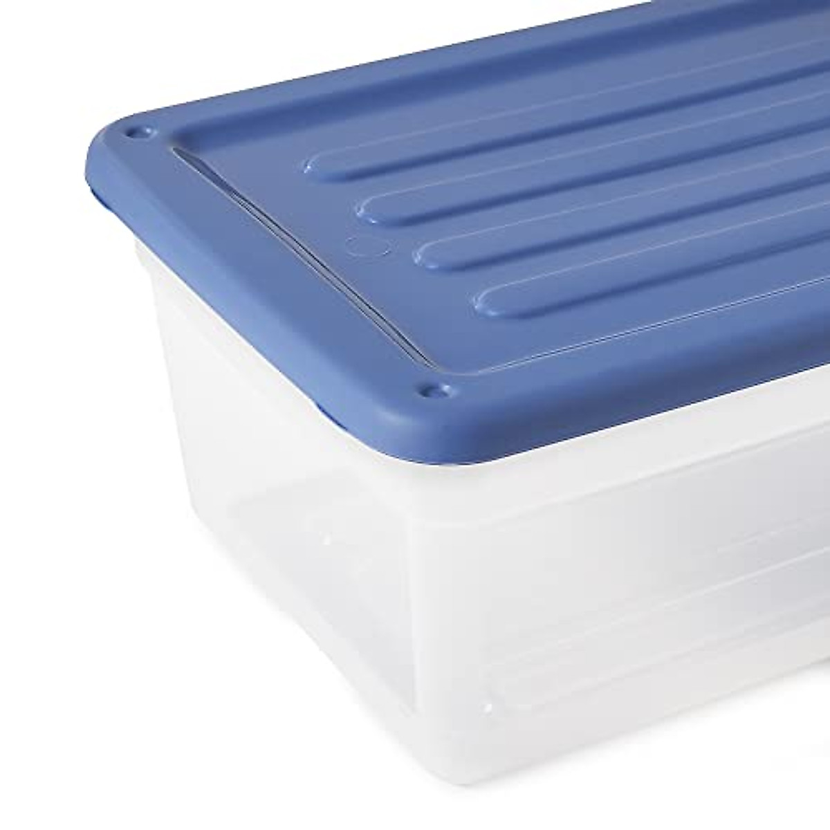 Gracious Living DLC6 1.5 Gallon Clear Plastic Storage Bin Container with Stylish Sky Blue Snap On Locking Lid (12 Pack)