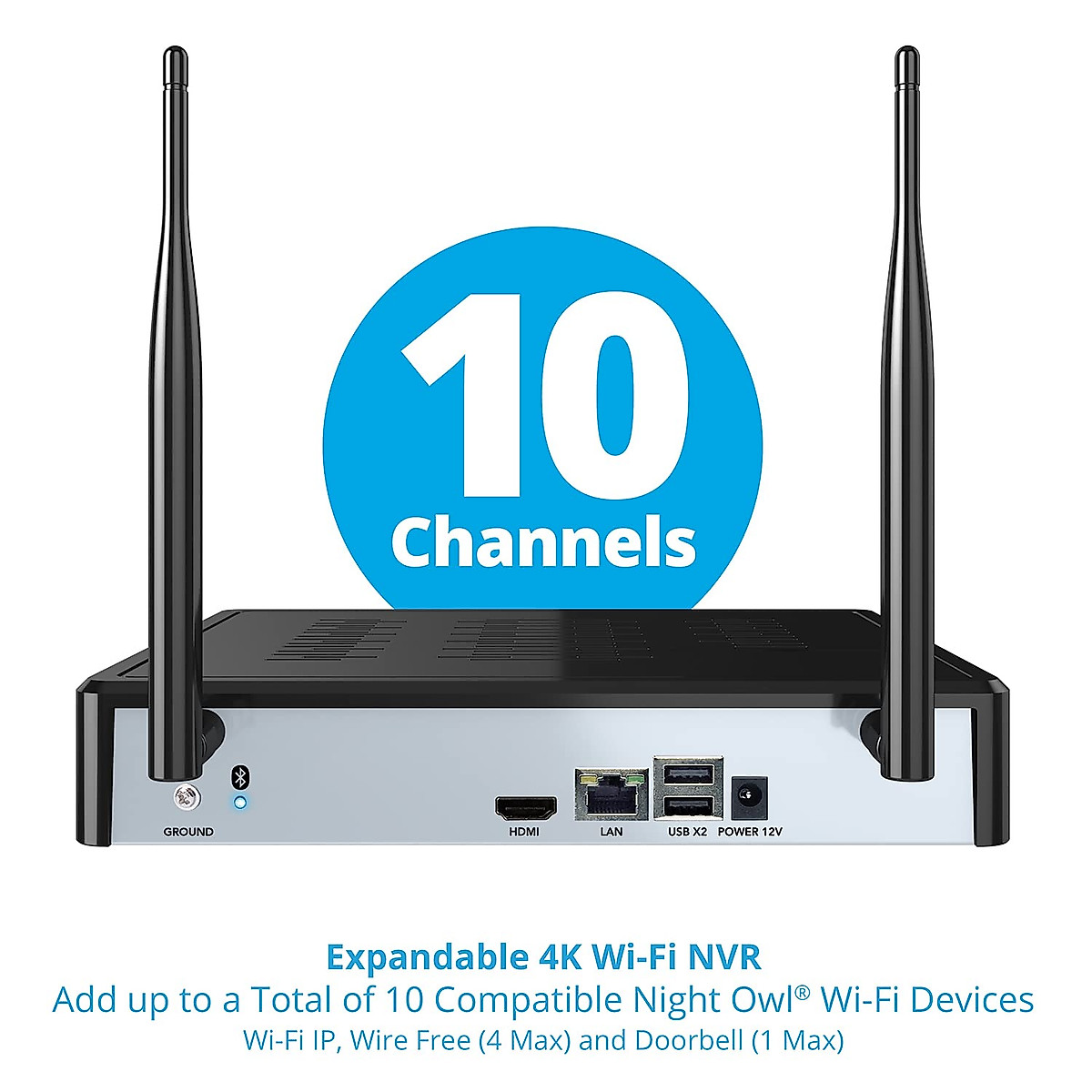 Night Owl 10 Channel Bluetooth Video Home Security Camera System with 3 Battery Powered 1080p HD Wire Free Indoor/Outdoor Cameras with 2-Way Audio and 1TB Hard Drive (Expandable up to 10 Cameras)