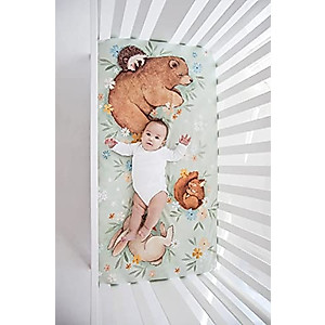 Rookie Humans 100% Cotton Sateen Fitted Crib Sheet: Enchanted Meadow. Modern Nursery, Use as a Photo Background for Your Baby Pictures. Standard Crib Size (52 x 28 inches)