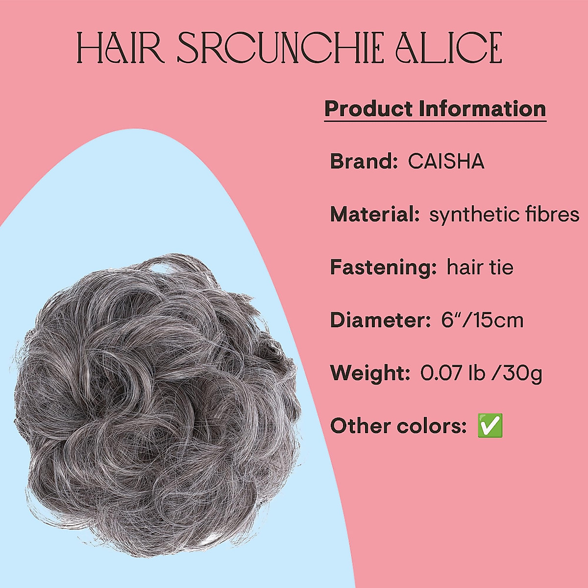 CAISHA Messy Scrunchie Bun Voluminous Wavy Hairpiece Heat-resistant Synthetic Fibres Gray Blond Mix G21A