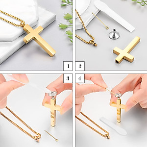 Dletay Cremation Necklace for Ashes Stainless Steel Cross Pendant Urn Necklace Memorial Keepsake Jewelry for Men Women(Gold)