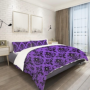 Xhuibop Halloween Haunted Mansion Bed Sheets for Teens Girls Bedroom Decor Comforter Covers Full Size Microfiber Duvet Cover with Zipper Closure Bed Sheets Soft Pillow Case
