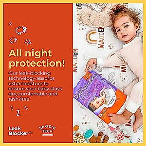 Sposie Diaper Booster Pads, Stop Leaks in Overnight Diapers, Nighttime Diapers, Baby Diapers, and Disposable Toddler Training Underwear Girls and Boys, Adhesive Diaper Pad, Size 5 Diapers and up