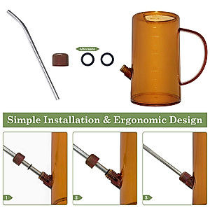 Qilebi Small Watering Can for Indoor Plants, Indoor Watering Can with Stainless Steel Long Spout, Plant Watering Can for House Plant Flowers Garden 1 L/34 oz