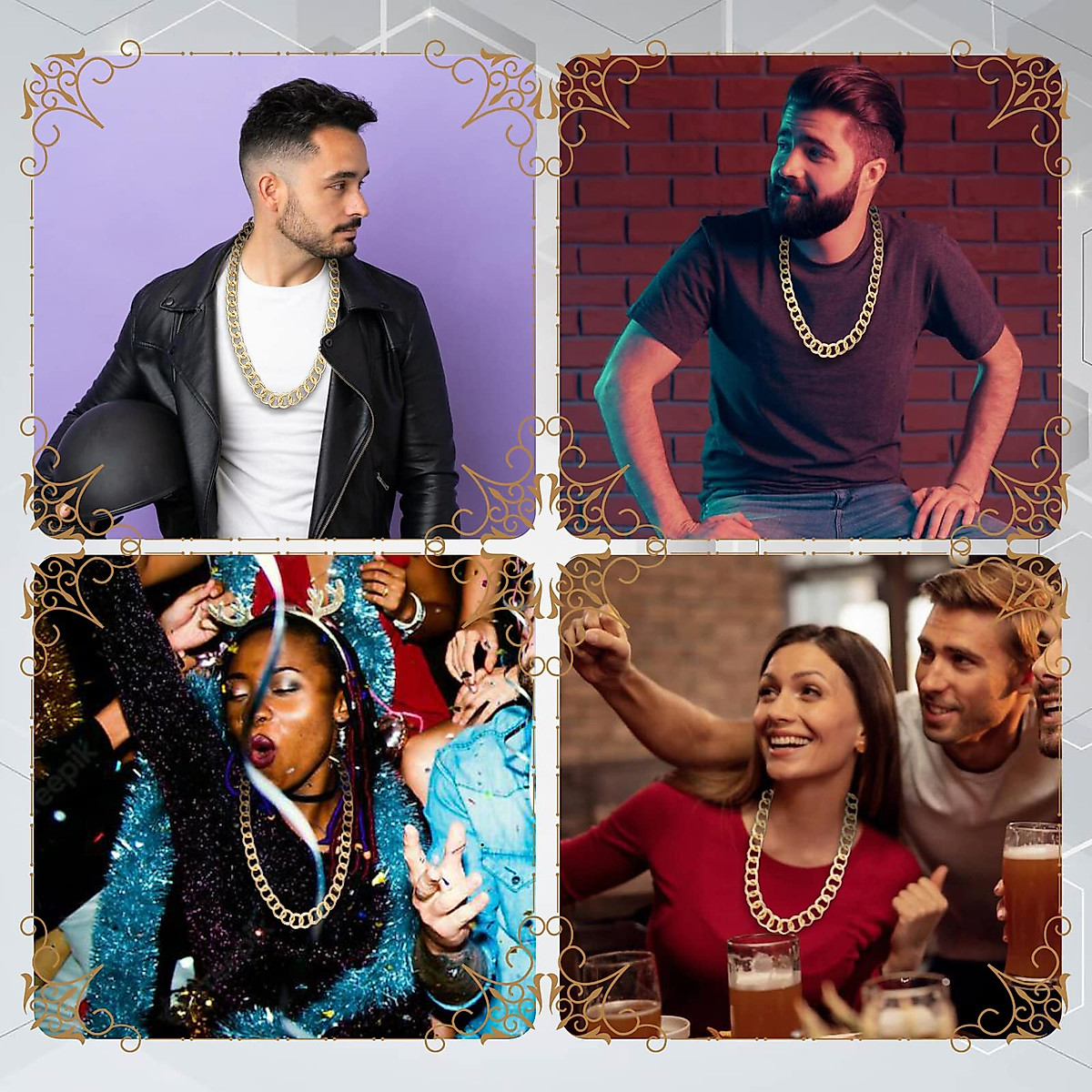 Hoedia Gold Chain for Men/Women, Gold Plated Chunky Necklace-20MM Width Big Rope Feel Real, Solid Fake Gold Chain Necklace for Party, Hip Hop Rapper Style, 80s 90s Custome, 32 Inches