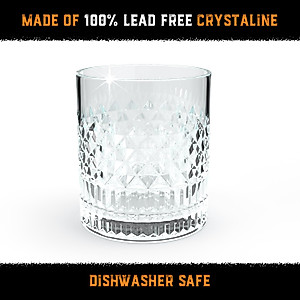 Aged & Charred Old Fashioned Whiskey Glasses Set of 4 - Premium Crystalline Bourbon Glass - Scotch Glasses Sophisticated Design - Elegant Gift Box