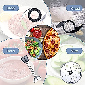 Davivy Immersion Blender Handheld, 6-in-1 Hand Blender Combo, 8 Cup Food Processors Stepless Control 304 Stainless Steel Stick Meat Chopping,Emulsifying,Mixing,Doughing,Slicing,Shreding for Homeuse,Black,500W (8-CUP Hand Blender Combo)