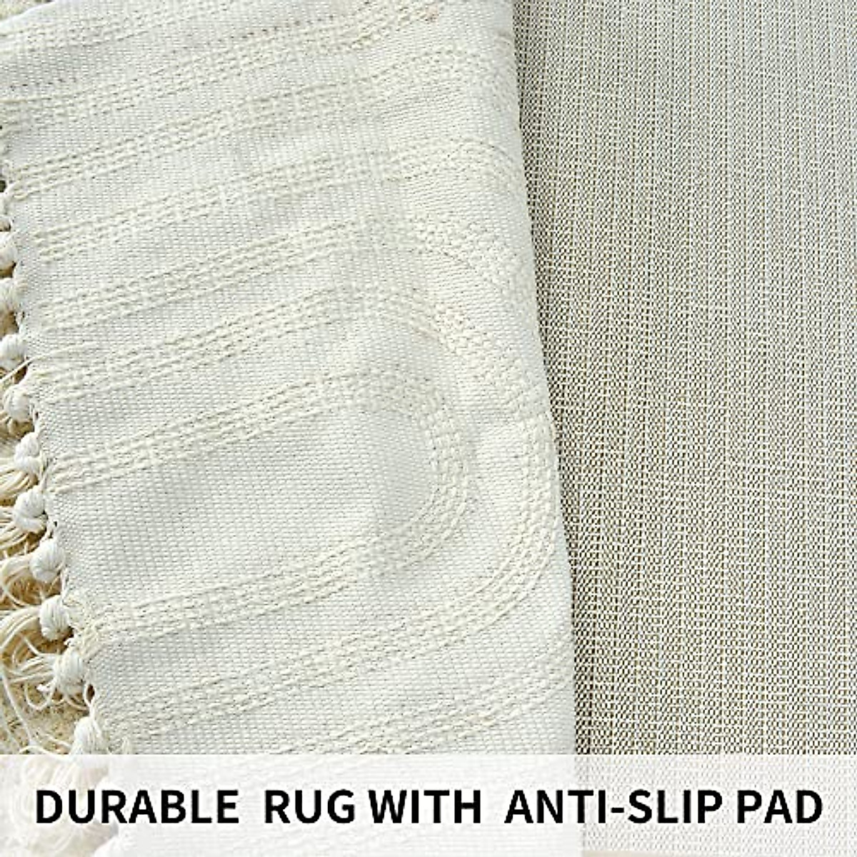 Zeeinx Boho Bathroom Rugs 2'x3' Cotton Hand Woven Area Rug with Tassels Machine Washable Rainbow Rug Cute Bathroom Rugs Throw Rug for Laundry Bedroom Living Room Kitchen