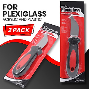 (2-Pack) Plexiglass Scoring Tool - Extra-Sharp Steel Blade for Clean Snap Lines - Suitable for Acrylic, Plastic, and Styrene Sheets