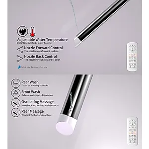 EUROTO Famous Classic 3858 – Upgraded One-Piece Dual Flush Toilet with Integrated Bidet, Auto Open/Close Lid, Heated Seat, Warm Dryer, Night Light, Foot Sensor, and Remote Control – White