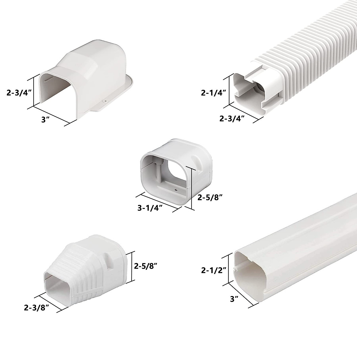 LBG Products PVC Decorative Line Set Cover Kit 3" W 9Ft for Central AC & Heat Pump Systems,Ductless Mini Split Air Conditioner