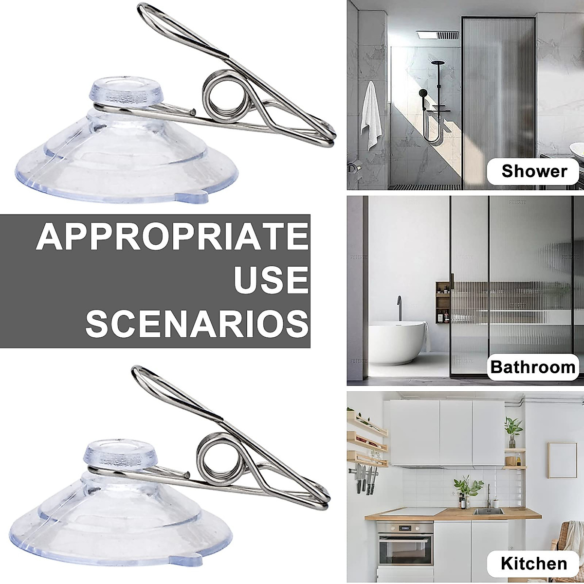 AccEncyc 24Pcs Suction Cup Clips for Windows 2" Suction Clips Clear Suction Cup Clamp Holder Suction Cup with Spring Clamps Sucker clamp Clip Window Swivel Clip with Suction Cup