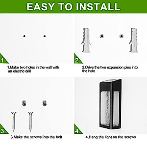 GOODFOEVER 4 Pack Solar Fence Lights Solar Post Accent Light/Wall Light for Outdoor, Yard, Fence, Porch and Garage, Body in Aluminum and Glass Waterproof