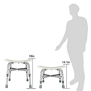 OMECAL 450LBS Medical Shower Chair Bath Stool Transfer Bench Seat,Upgrade Framework SPA Bathtub Chair, Heavy Duty 450LBS No-Slip Adjustable 6 Height,
