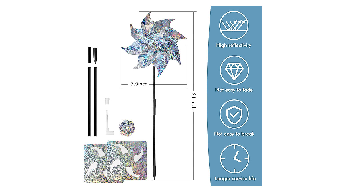 Reflective Pinwheels 10-Pack: Stylish Bird Scare Solution