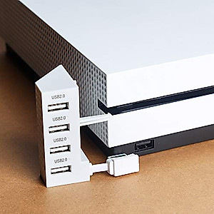 OSTENT USB Hub 2.0 4 Port Splitter Expansion Adapter for Microsoft Xbox One S Console