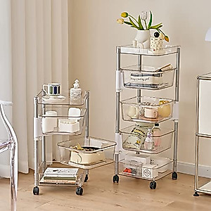 OnDisplay Multi-Tier Rotating Swivel Bin Storage Basket Tower - Kitchen/Bath/Laundry Organizer Utility Cart (Five Tier)