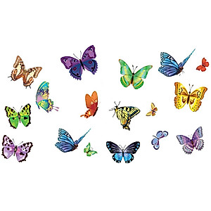 Removable Creative Wall Stickers- 17 Butterflies, Colorful Butterfly Wall Decals Kids Room Mini Wall Decorations Art Sticker Nursery 3D DIY PVC Decal