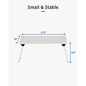 Folding Lap Desk, Ruxury Laptop Stand Bed, Breakfast Serving Tray, Portable & Lightweight Mini Table, Lap Tablet Desk for Sofa Couch Floor - White