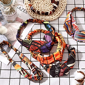 6 Pieces African Headbands Boho Print Headband Twist Knot Elastic Hair Bands Criss Cross Headband Workout Yoga Sports Hair Accessories for Women Girls