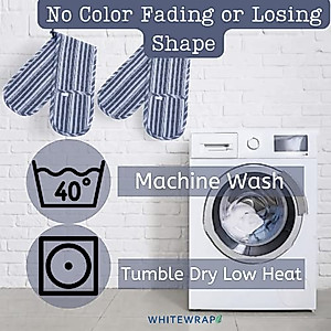 WHITEWRAP Quilted Double Oven Mitt |35”x7.5”| Heat Resistant Oven Gloves to Protect Hands and Arms| Cooking Gloves | BBQ, Cooking, Baking, Grilling, Microwave | Handling Hot Pots and Pans |2-Pack Blue