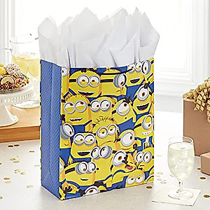 Hallmark 15" Extra Large Gift Bag with Tissue Paper (Minions) for Kids, Birthdays, Christmas