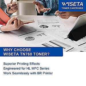 WISETA TN760 Compatible Toner Cartridge Replacement for Brother TN760 TN-760 TN730 TN-730 Compatible with MFC-L2710DW HL-L2350DW HL-L2370DWXL MFC-L2750DW HL-L2395DW MFC-L2690DW (Black, 4 Pack)