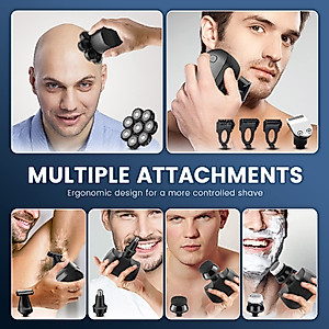Mr.wintek 8D Head Shavers,Upgrade Head Shavers for Bald Men, Head Electric Razors with Nose Hair Trimmer, Waterproof Wet/Dry Mens Grooming Kit, Anti-Pinch, LED Display, USB Rechargeable (Black)