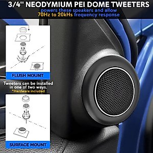 Pyle Two-Way Component Speaker System - One Pair 6.5" Two-Way Component Kit, Non-Fatiguing Butyl Rubber Surround, 360 Watts w/ 4 Ohm Impedance and 1" High-Temperature ASV Voice Coil - PL650CBL