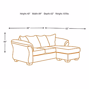 Signature Design by Ashley Darcy Casual Plush L-Shaped Reversible Sofa Chaise Chofa, Dark Blue