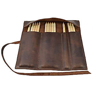 Hide & Drink, Leather Rollup Pen / Pencil Storage Case / Pouch Organizer Handmade Includes 101 Year Warranty :: Bourbon Brown