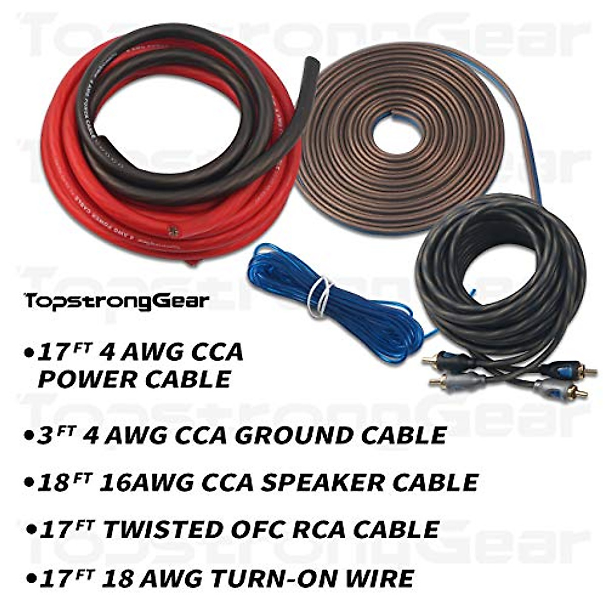 TOPSTRONGGEAR 4 Gauge Amp Kit True 4 AWG Amplifier Installation Wiring Amp Kit Install Cables
