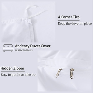 Andency White Ruffle Duvet Cover Full(79x90Inch), 3 Pieces Farmhouse Shabby Chic Ruffled Duvet Cover, Soft Microfiber Duvet Cover Set with Zipper Closure, Corner Ties