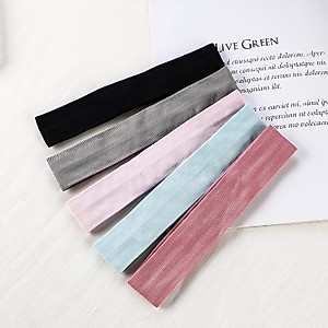 ONEYE Non Slip Headband Workout Headbands for Women Men Solid Sport Headbands Silicone Sweatbands Elastic Sport Hair Bands for Yoga Running Sports Travel Indoor Fitness Gym with 5 PCS