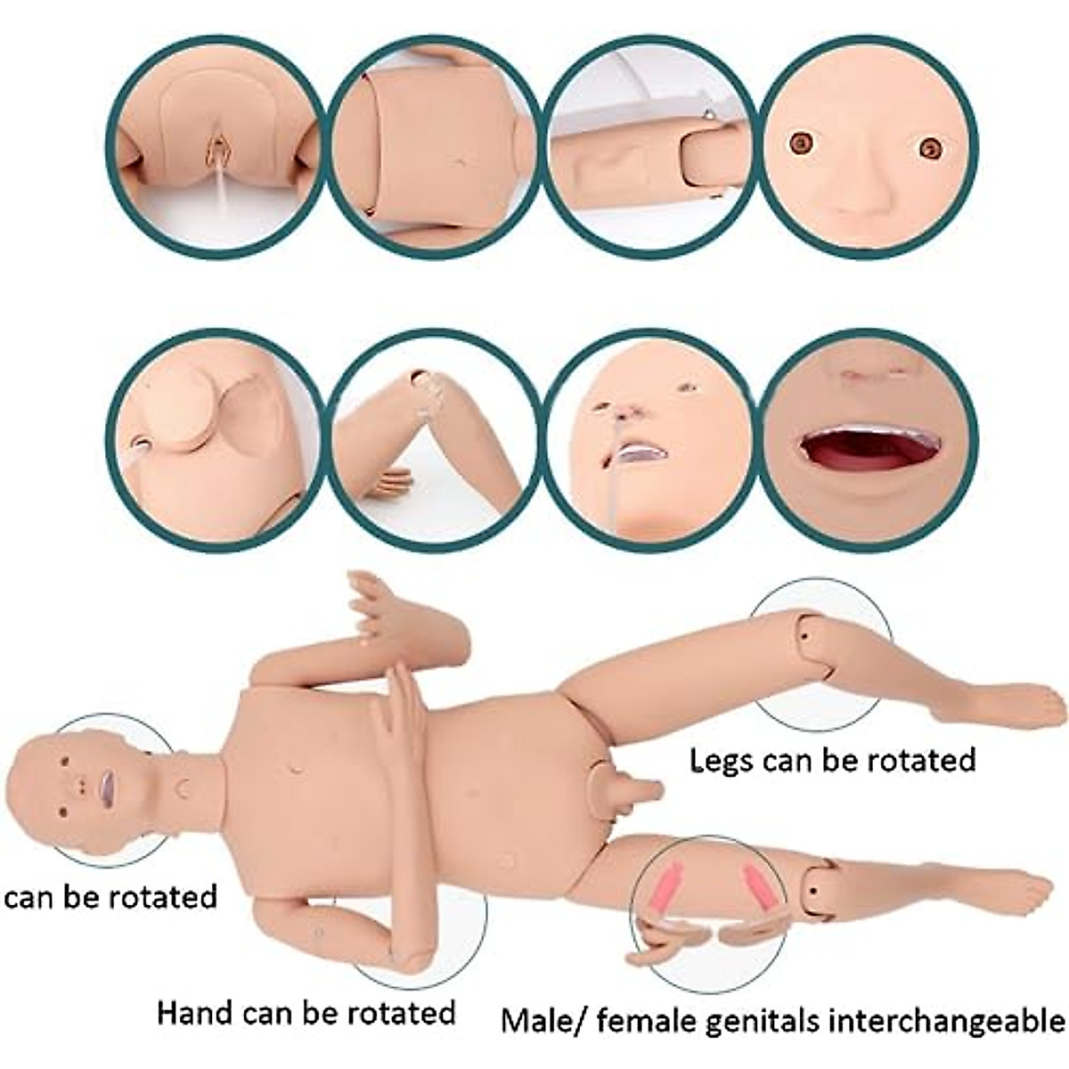 Nursing Training Manikin, Manikin for The Cure of The Patient Didactic, Full Body CPR First Aid Training Dummy, Geriatric Human Mannequin for Nursing Medical Training Teaching