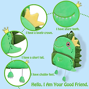 Toddler Backpack,Cute Plush Small Preschool Backpack with Leash Gift for Little Boys Girls Kids with Chest Strap Pink Dinosaur