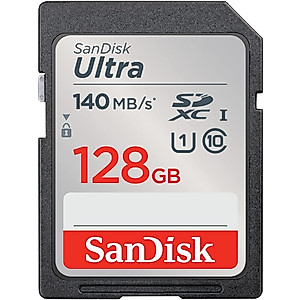 SanDisk 128GB Ultra SD Memory Card Works with Sony EOS R100 and Fujifilm X-S20 Mirrorless Cameras (SDSDUNB-128G-GN6IN) U1 C10 Bundle with (1) Everything But Stromboli 3.0 Micro & SDXC Card Reader