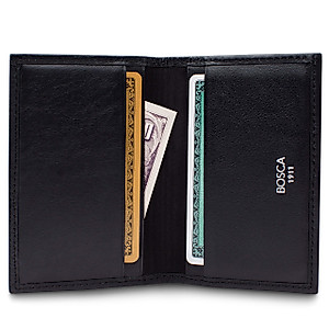 Bosca | Men’s Calling Card Case Wallet in Nappa Vitello Italian Leather